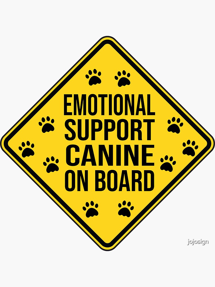 "Emotional Support Canine on Board Car Truck Vehicle Bumper " Sticker ...