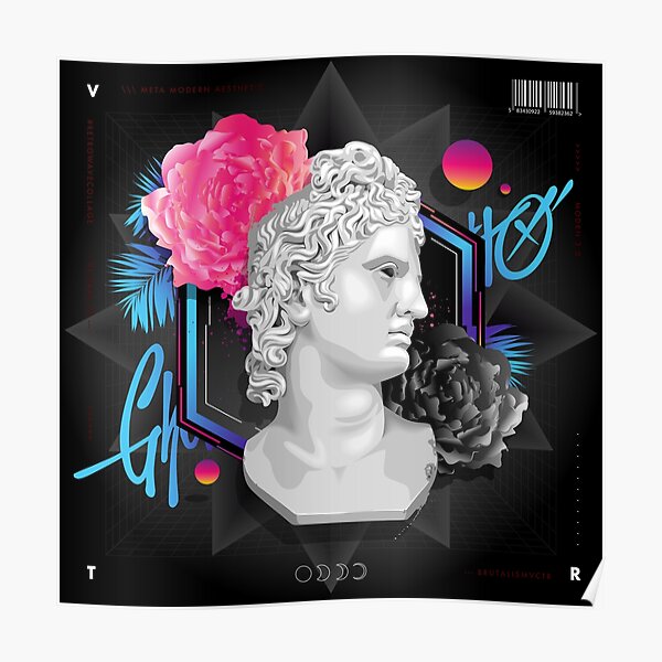 "Custom retrowave design with statue" Poster for Sale by Infinity-Media ...