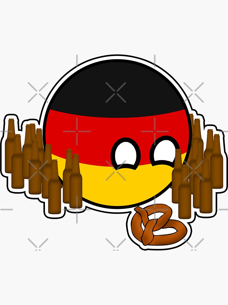 "Germanyball Polandball Countryball w/ Beer and Pretzels" Sticker by ...