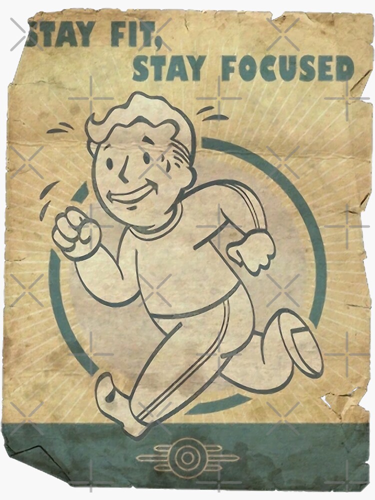 "Vault tec stay fit, stay focused poster" Sticker for Sale by Fallout ...