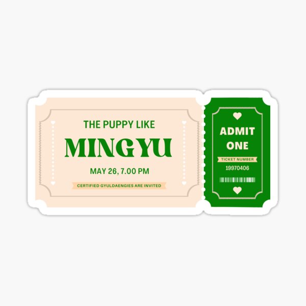 "Mingyu Seventeen Ticket" Sticker for Sale by Strawberryne | Redbubble