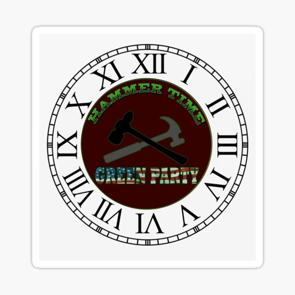 "Green Hammer Time Clock H2" Sticker for Sale by Art-by-Geoff | Redbubble