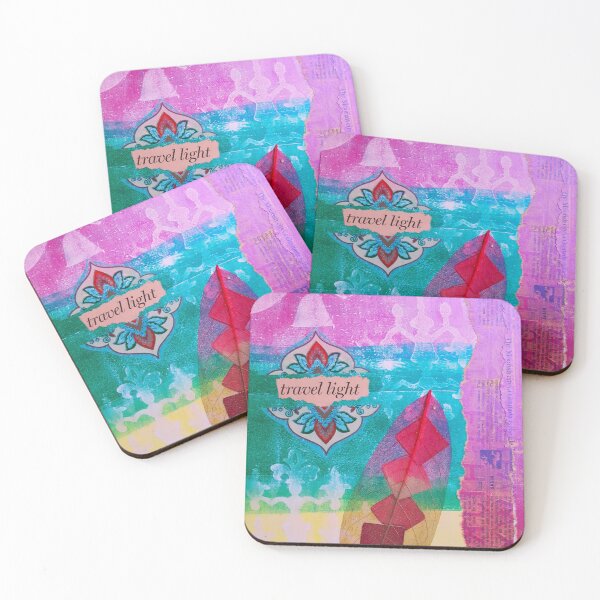 "TRAVEL LIGHT" Coasters (Set of 4) for Sale by tootsmagsino | Redbubble
