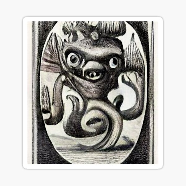 "Mythical Grotesque Marine Monster" Sticker for Sale by OddUnderground ...