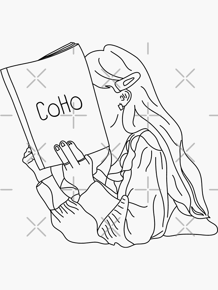 "Girl Reading CoHo Book" Sticker for Sale by selmaal | Redbubble