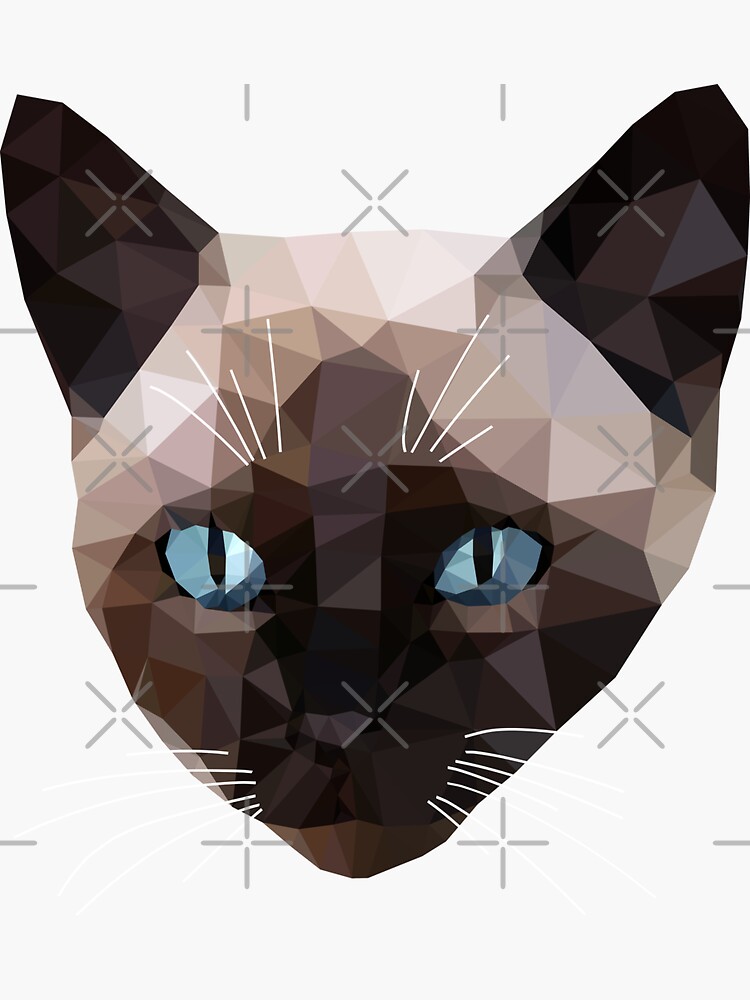 "Siamese cat low poly art" Sticker for Sale by Pride-Casuals | Redbubble