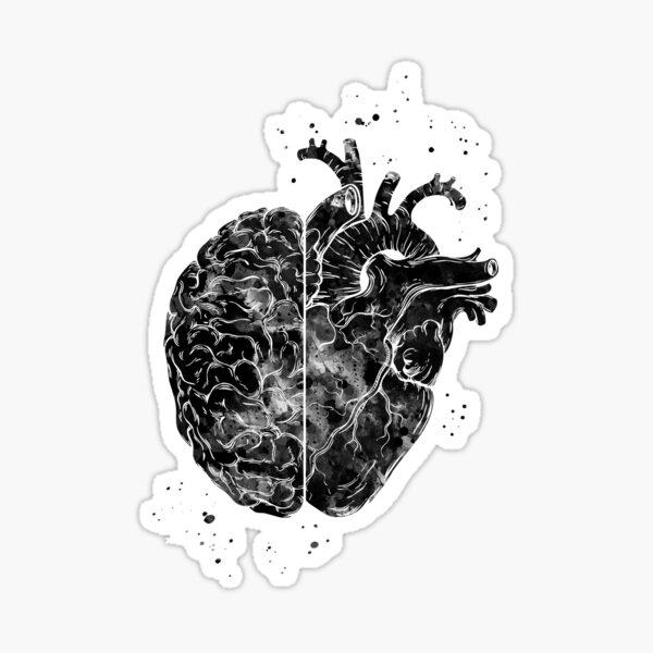 "Half Brain Half Heart" Sticker for Sale by EvasDreams | Redbubble