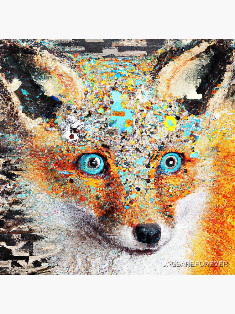 "colorful fox portrait oil painting splatter illustration in Pollock ...