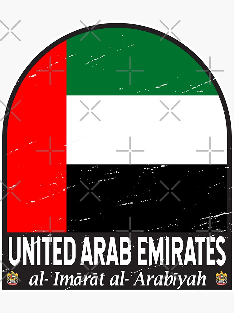 "United Arab Emirates Flag Emblem Distressed Vintage" Sticker for Sale ...
