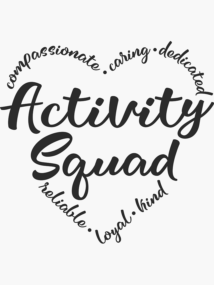 "Activity Squad, Activities director" Sticker for Sale by brackerdesign ...