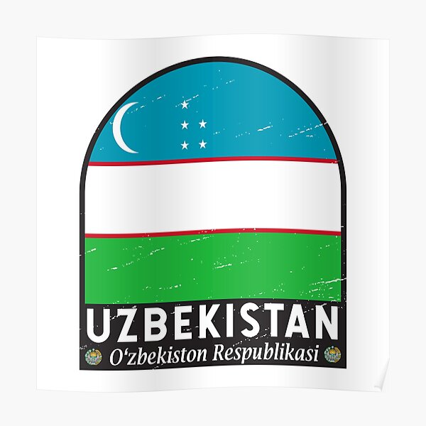 "Uzbekistan Flag Emblem Distressed Vintage" Poster for Sale by ...