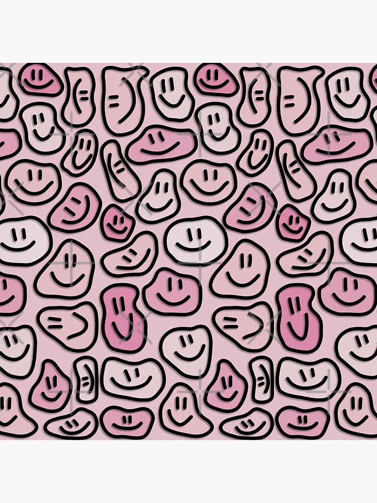 "Pink Distorted Smiley Faces" Sticker for Sale by Ayoub14 | Redbubble