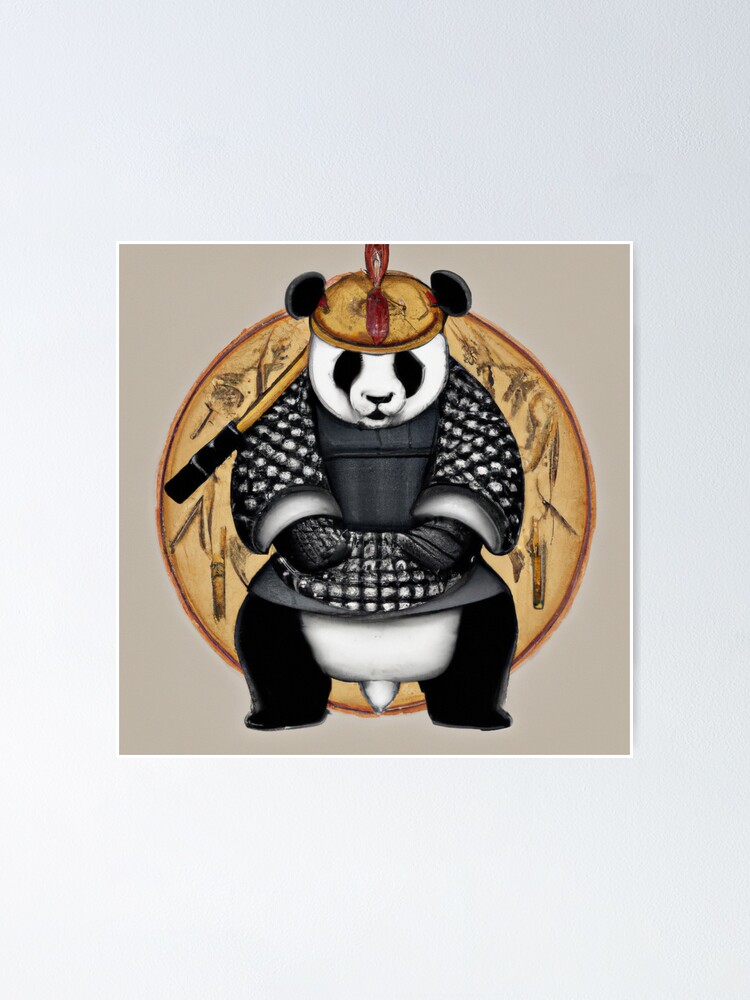 "Panda samurai guarding an ancient gong" Poster for Sale by ...