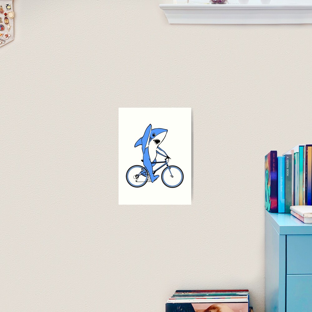 "Bicycle Riding Left Shark " Art Print by EthosWear | Redbubble