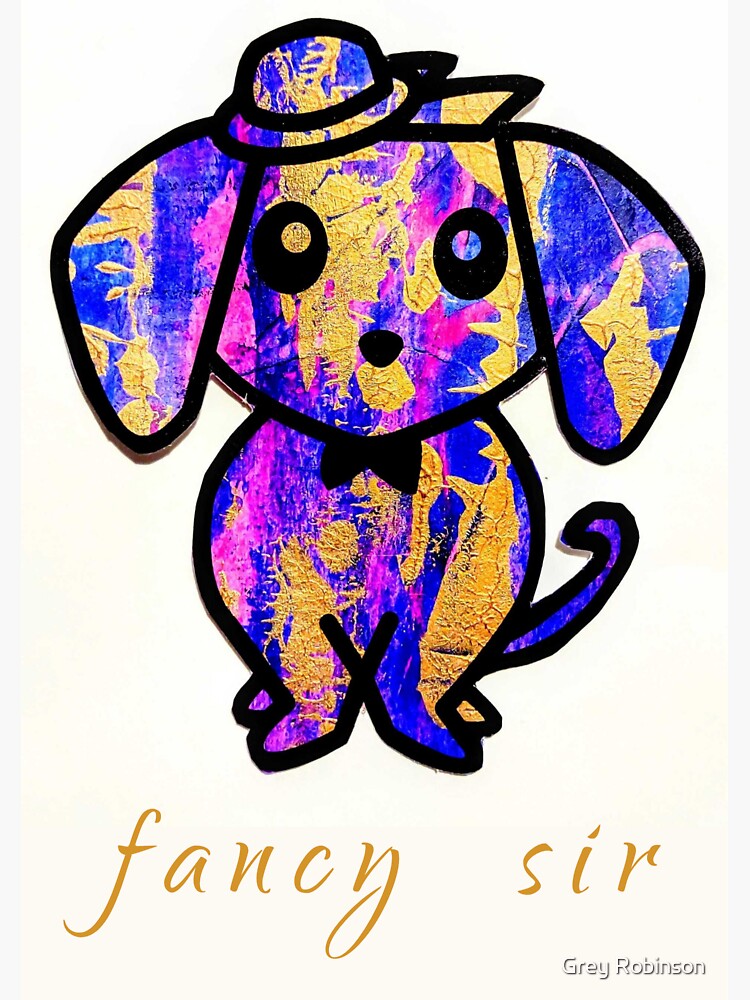 "Fancy sir blue gold purple dog wearing hat" Sticker for Sale by ...