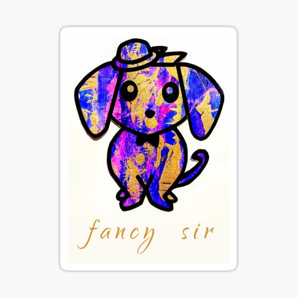 "Fancy sir blue gold purple dog wearing hat" Sticker for Sale by ...