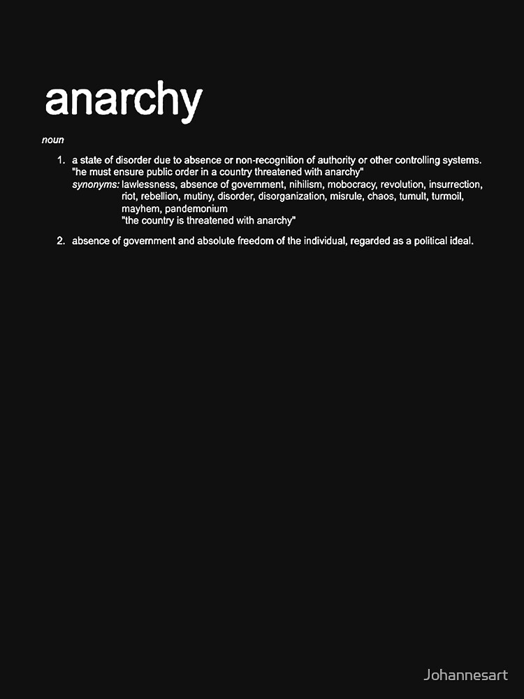 "Anarchy dictionary definition punk anarchist t shirt" T-shirt for Sale ...