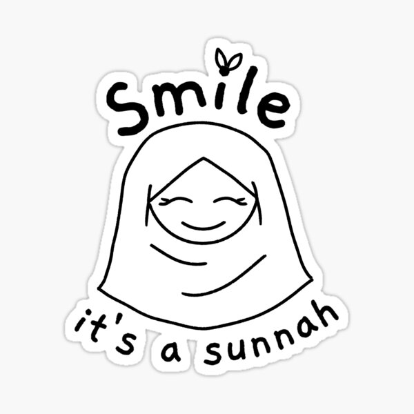 "Smile It's A Sunnah! Smiling Hijabi (Black Outline)" Sticker for Sale ...
