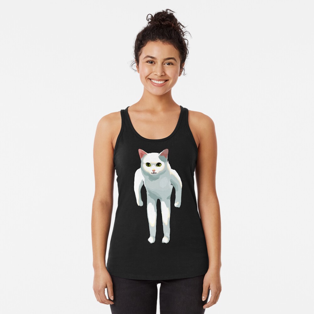 "Cursed Cat Image, Buff Half Cat Meme" Sticker for Sale by printify ...