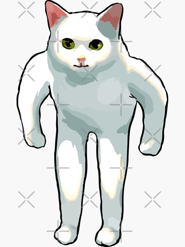 "Cursed Cat Image, Buff Half Cat Meme" Sticker for Sale by printify ...