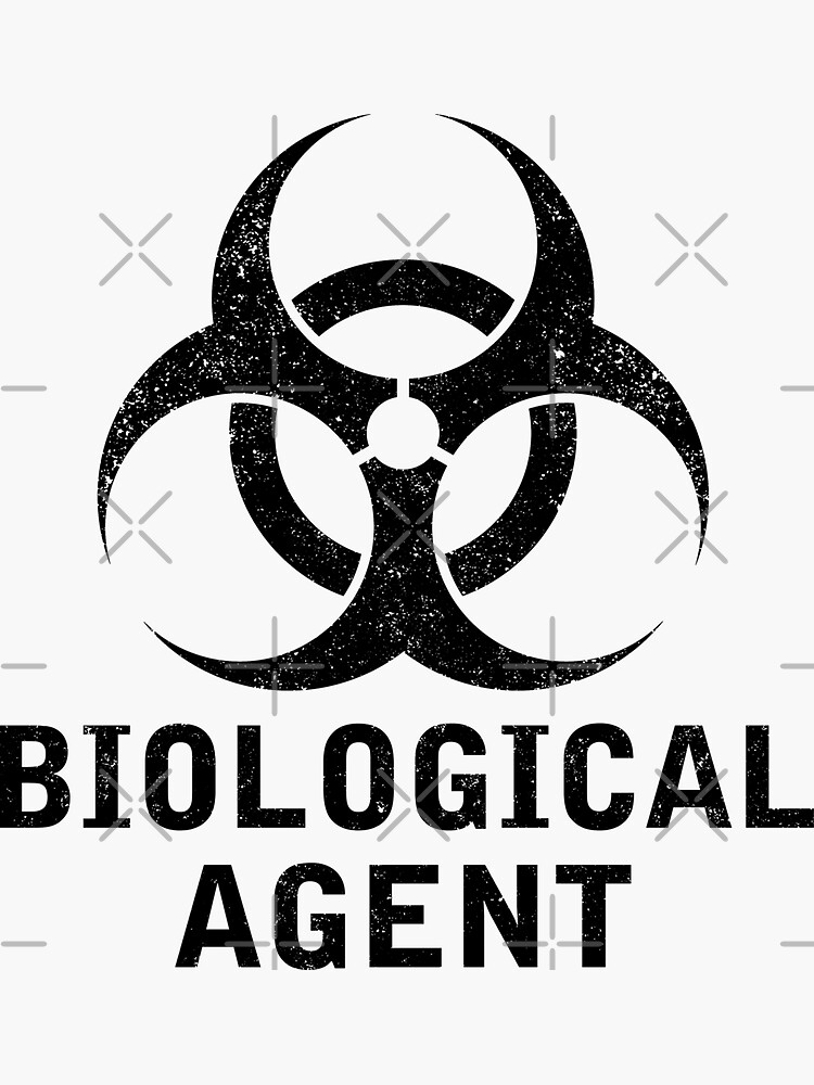 "BIOLOGICAL AGENT word with Biohazard symbol" Sticker for Sale by ...