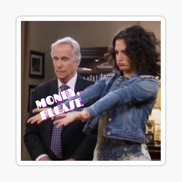 "money, please (mona lisa saperstein)" Sticker for Sale by ...