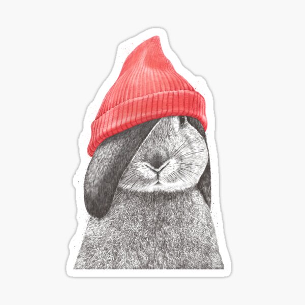 "Rabbit in a red hat" Sticker for Sale by NikKor | Redbubble