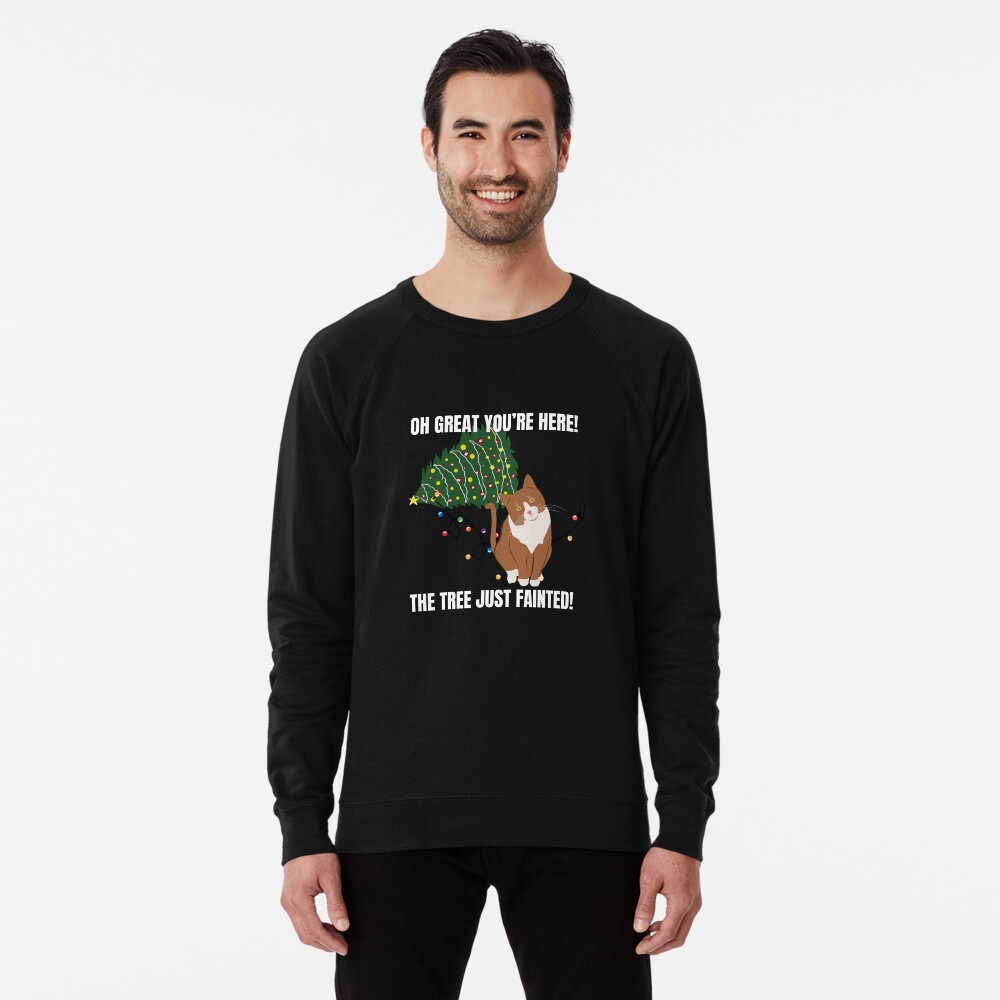 "Christmas Cat meme the tree fainted" Sticker for Sale by JoeyGrace ...