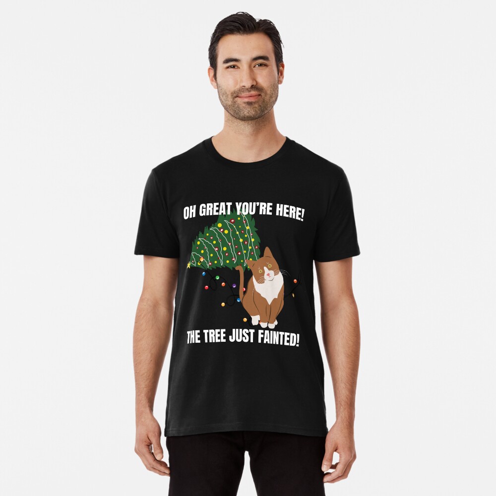 "Christmas Cat meme the tree fainted" Sticker for Sale by JoeyGrace ...