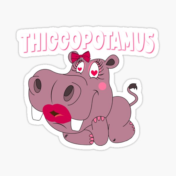 "Funny Pink Thiccopotamus Thick Thighs Cute Curvy Pride Hippo" Sticker ...