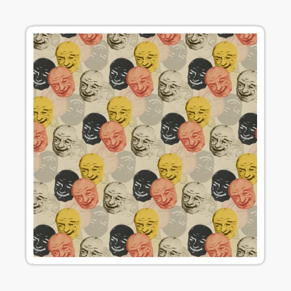 "Japanese Masks Pattern, late 1800s - Vintage" Sticker for Sale by ...