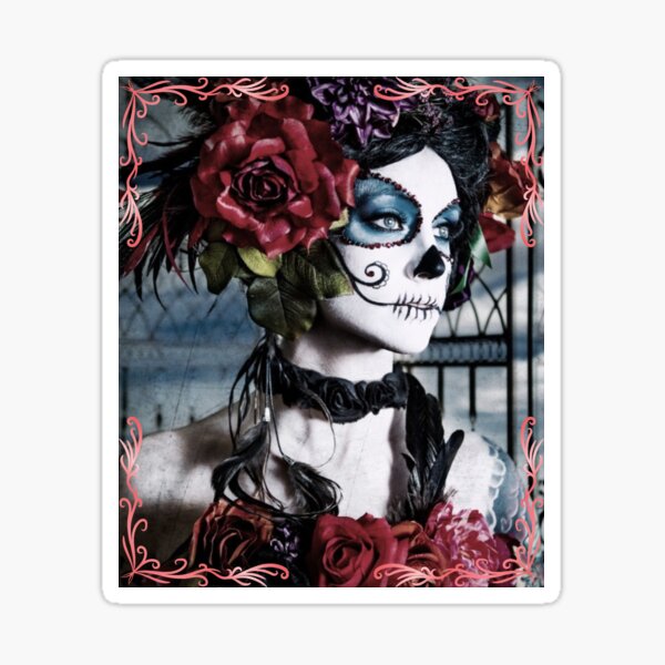 "Beauty Dance Macabre Sugar Skull Girl" Sticker for Sale by TajfunX | Redbubble