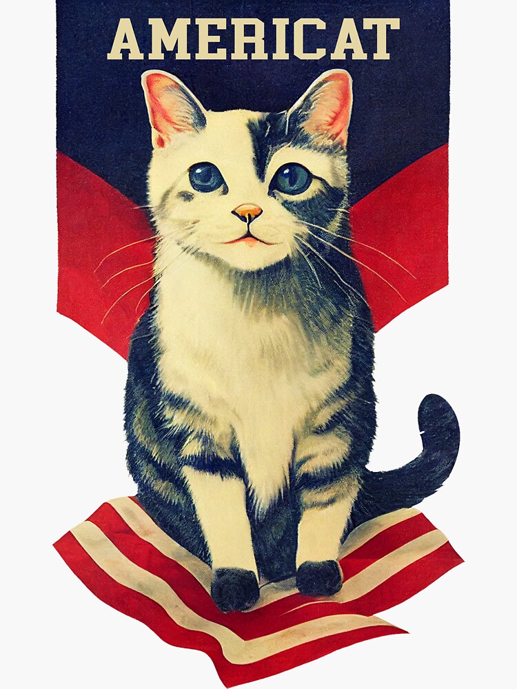 "Americat - Cute Realistic Cat with the Flag of the United States of ...