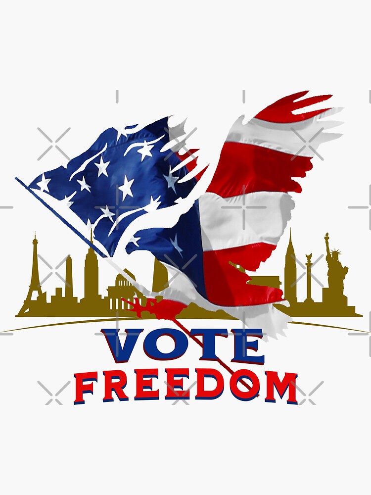 "US Flag and Eagle Vote Freedom" Sticker for Sale by Art-by-Geoff ...