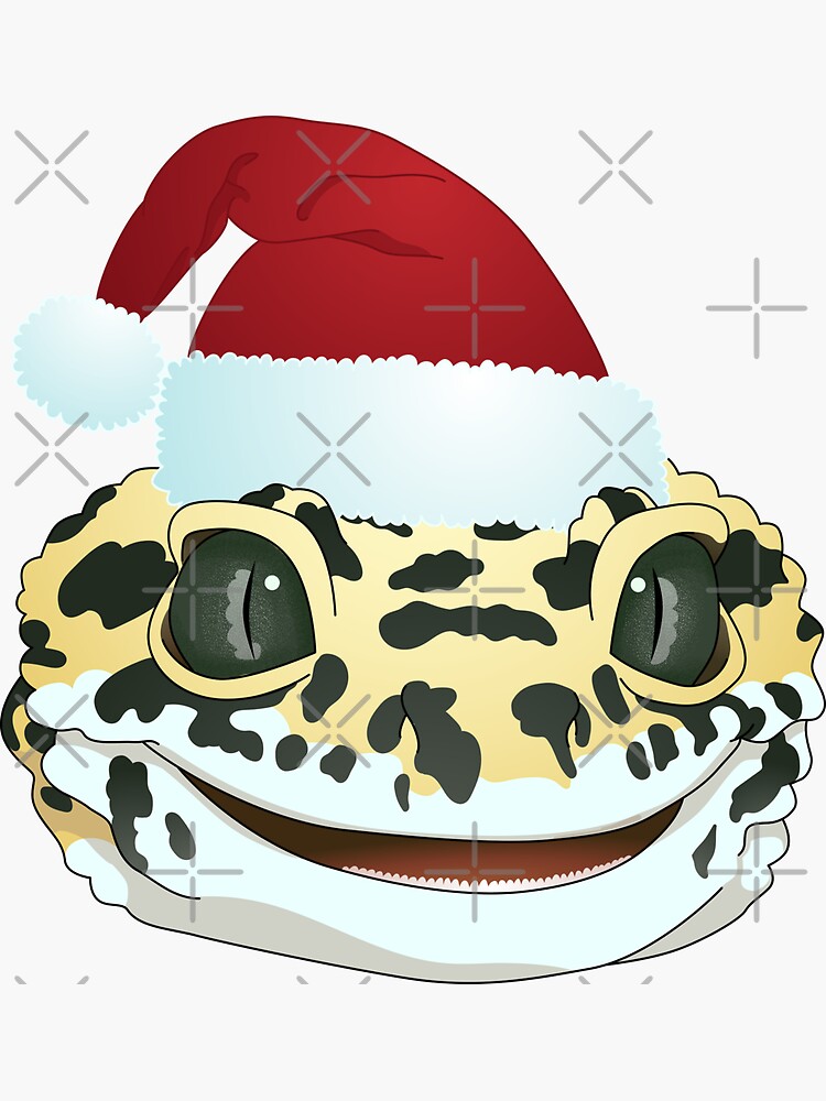 "Leopard Gecko Wearing a Santa Hat" Sticker for Sale by ziafrazier ...