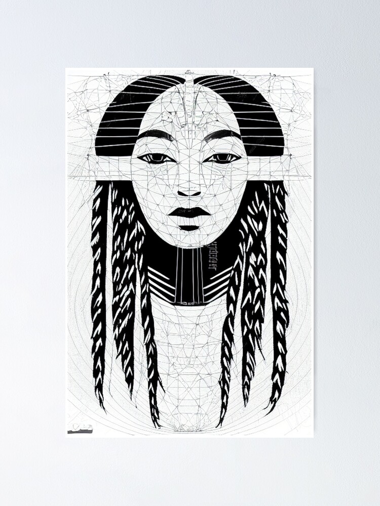 Poster « Portrait de dreadlocks de tresses africaines géométriques ...