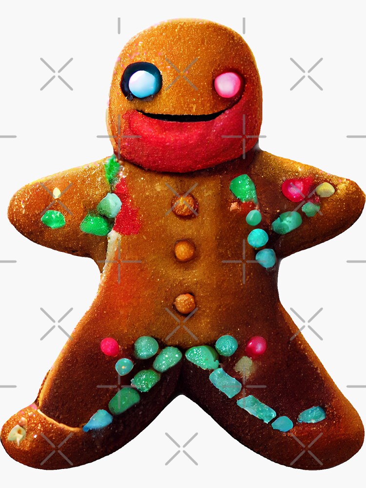 "Colorful eyes gingerbread man" Sticker for Sale by Nisyo | Redbubble