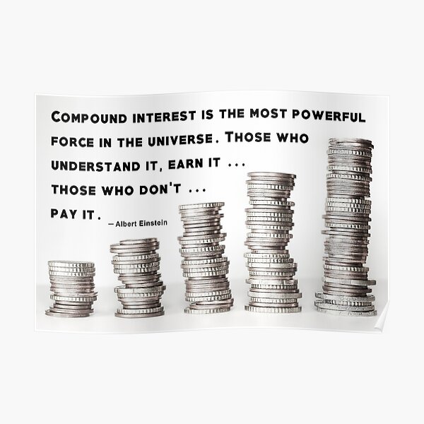 "Compound Interest Most Powerful Force In Universe" Poster for Sale by ...