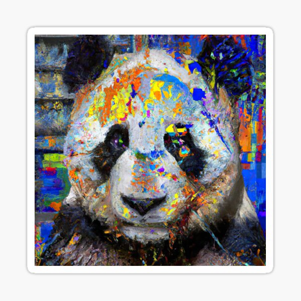 "colorful panda bear portrait oil painting splatter illustration in ...