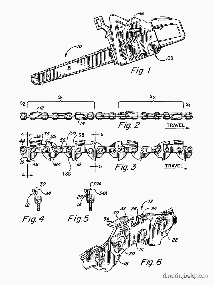 "Chainsaw, (chain) exploded diagram." T-shirt for Sale by ...