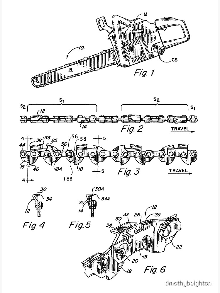 "Chainsaw, (chain) exploded diagram." Poster for Sale by ...