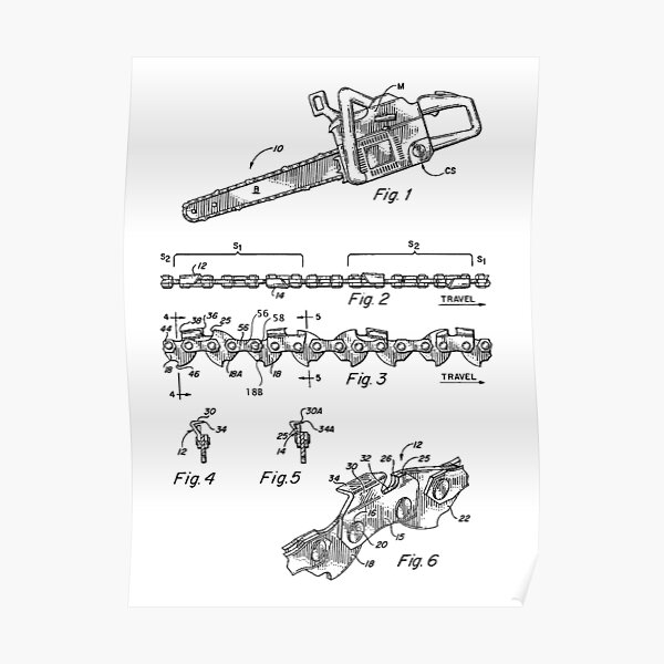 "Chainsaw, (chain) exploded diagram." Poster for Sale by ...