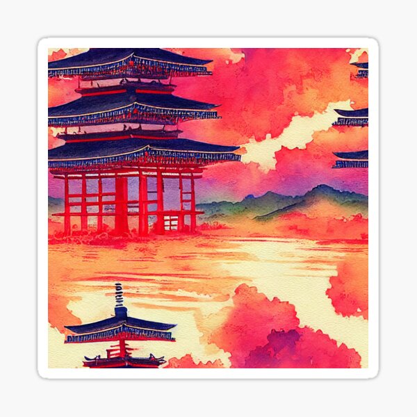 "Japanese Style Shinto Temple Fabric Pattern I" Sticker for Sale by ...