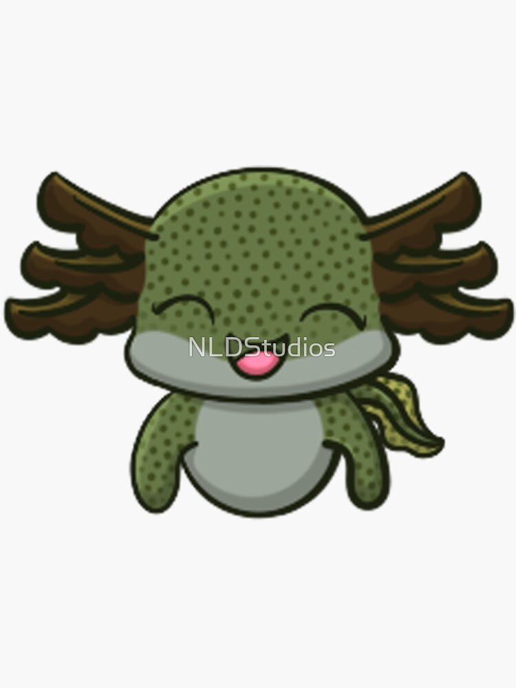 "Wild Green Axolotl Cheerful " Sticker for Sale by NLDStudios | Redbubble