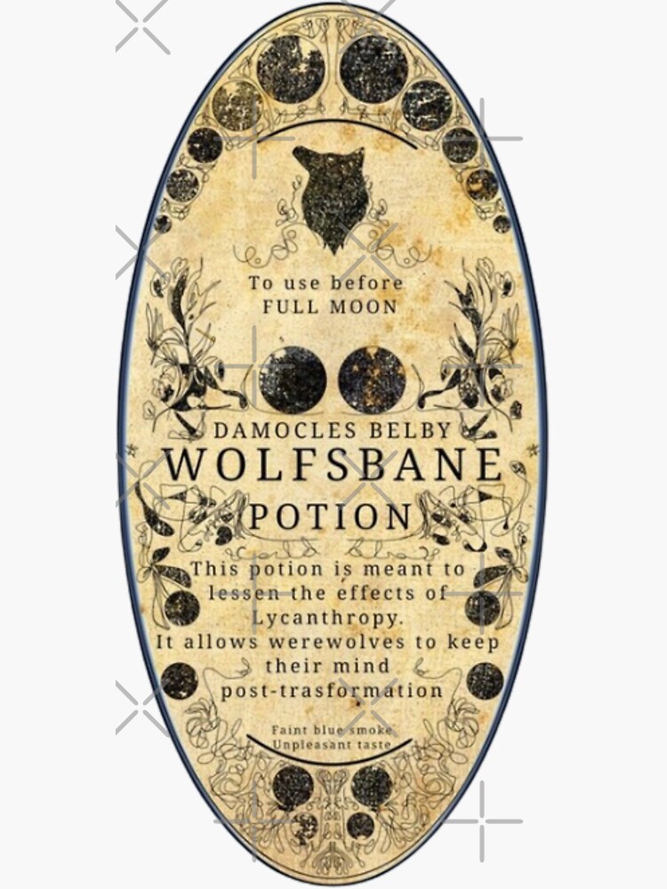 "Wolfsbane Potion" Sticker for Sale by BuyAndGoneAlley | Redbubble