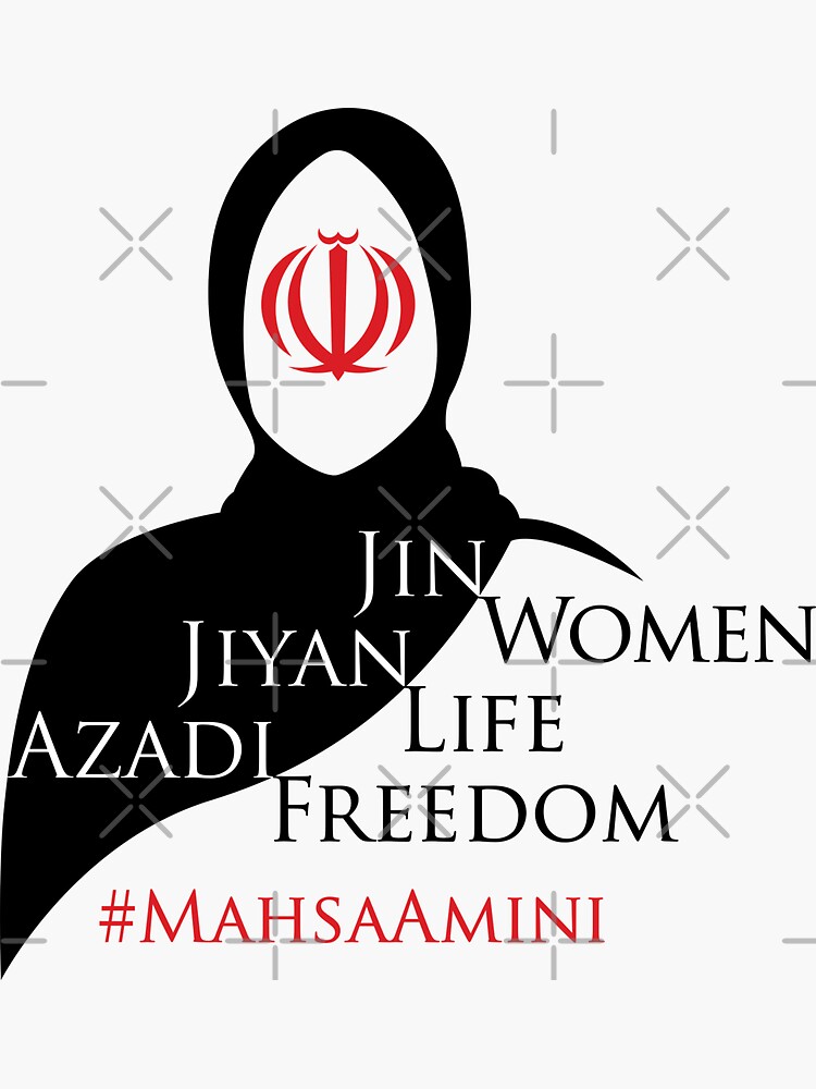 "Jin Jiyan Azadi - Women Life Freedom - Iran - Mahsa Amini" Sticker for ...
