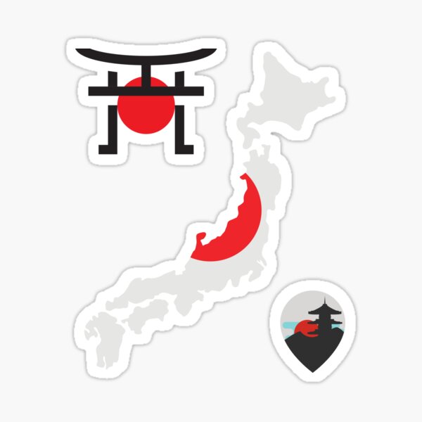 "Japan Map Flag" Sticker for Sale by Tienda-Vane | Redbubble