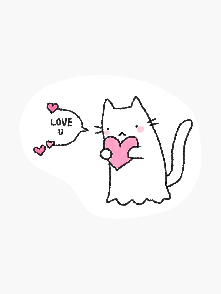 "Cat I Love You Doodle Sticker " Sticker for Sale by kunxdux | Redbubble