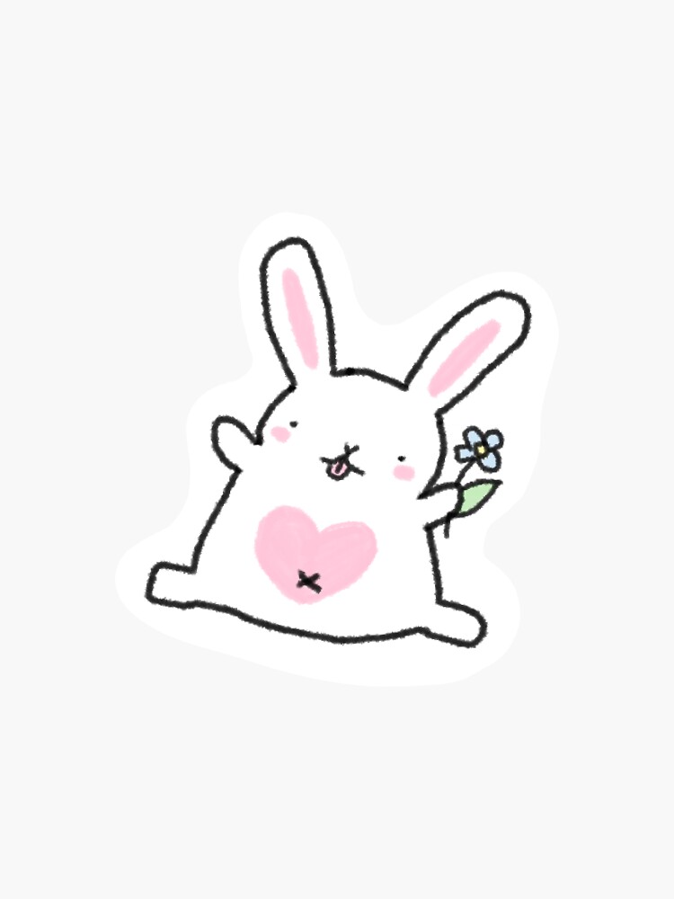"Silly cute bunny sticker" Sticker for Sale by kunxdux | Redbubble
