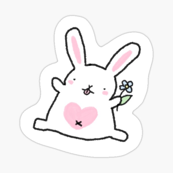 "Silly cute bunny sticker" Sticker for Sale by kunxdux | Redbubble